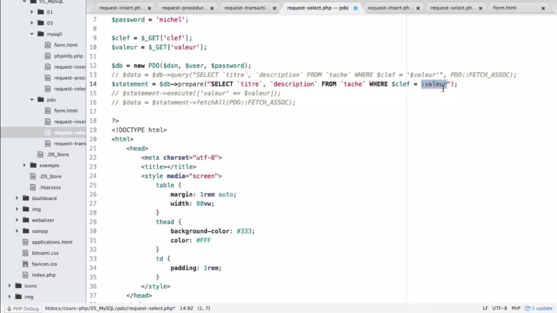 Utilisation de PDO - MySQL