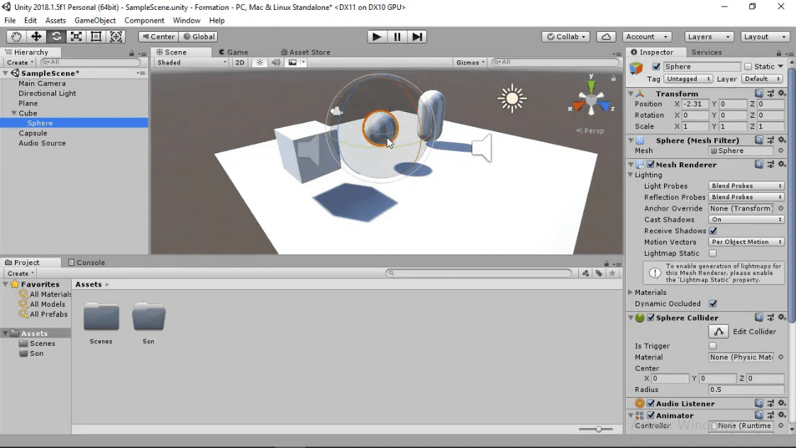 Introduction a Unity - lighting - Logiciels Graphiques