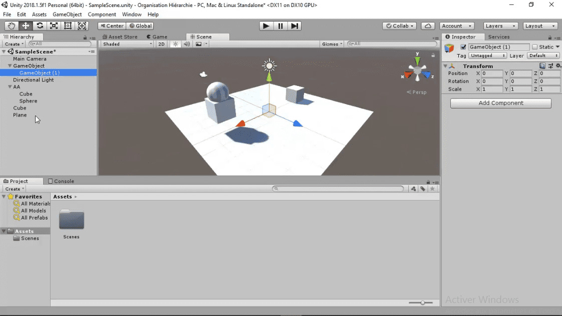 Introduction a Unity - lighting - Logiciels Graphiques