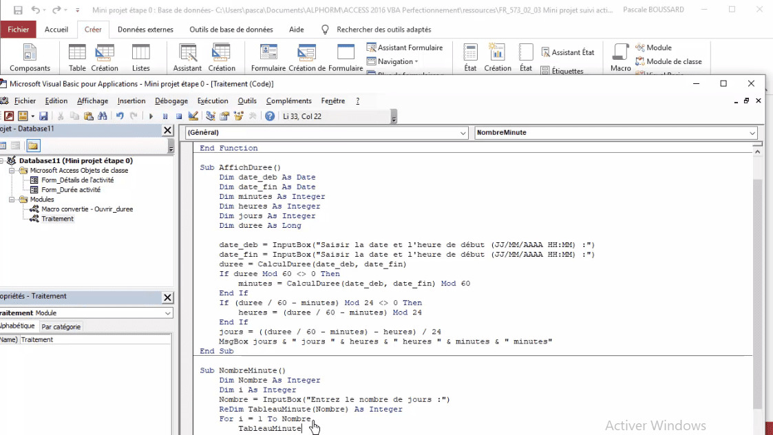 MEILLEUR TUTO GRATUIT Access 2016 VBA : Perfectionnement Mini projet ... MEILLEUR TUTO GRATUIT Access 2016 VBA : Perfectionnement Mini projet ...