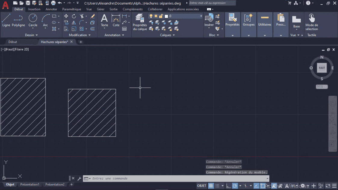MEILLEUR TUTO GRATUIT AutoCAD 2021 : Perfectionnement Les hachures séparées | Alphorm.com