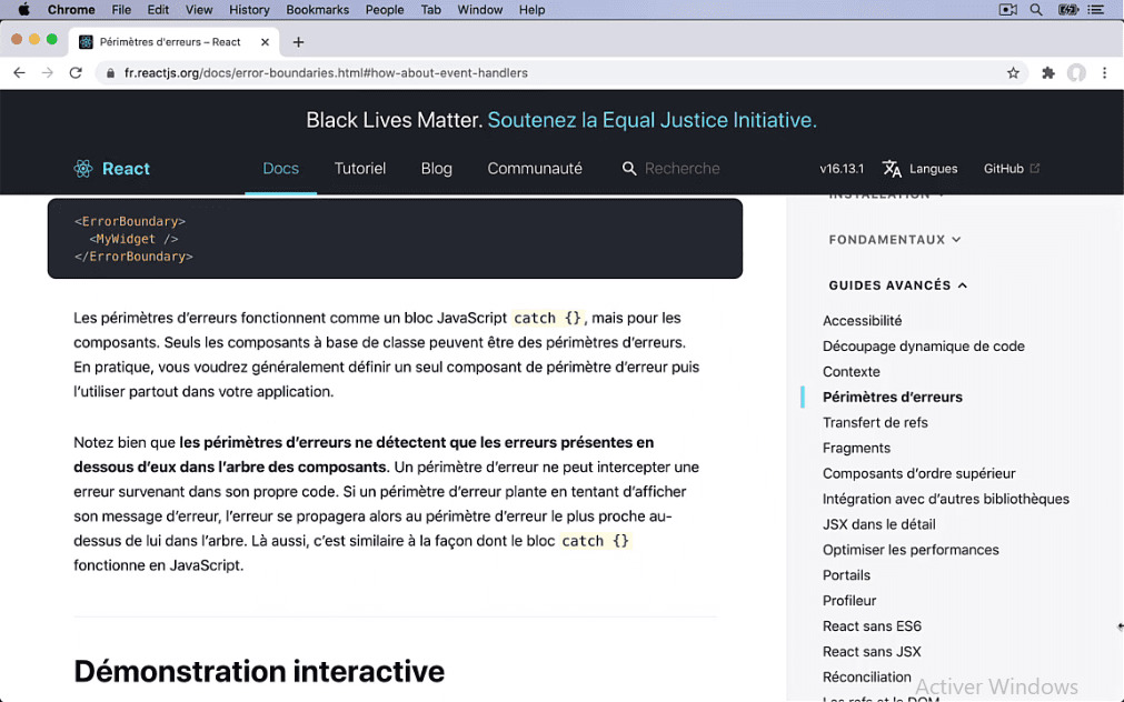 Meilleur Tuto Gratuit React Niveau Avancé Appliquer Error Boundaries
