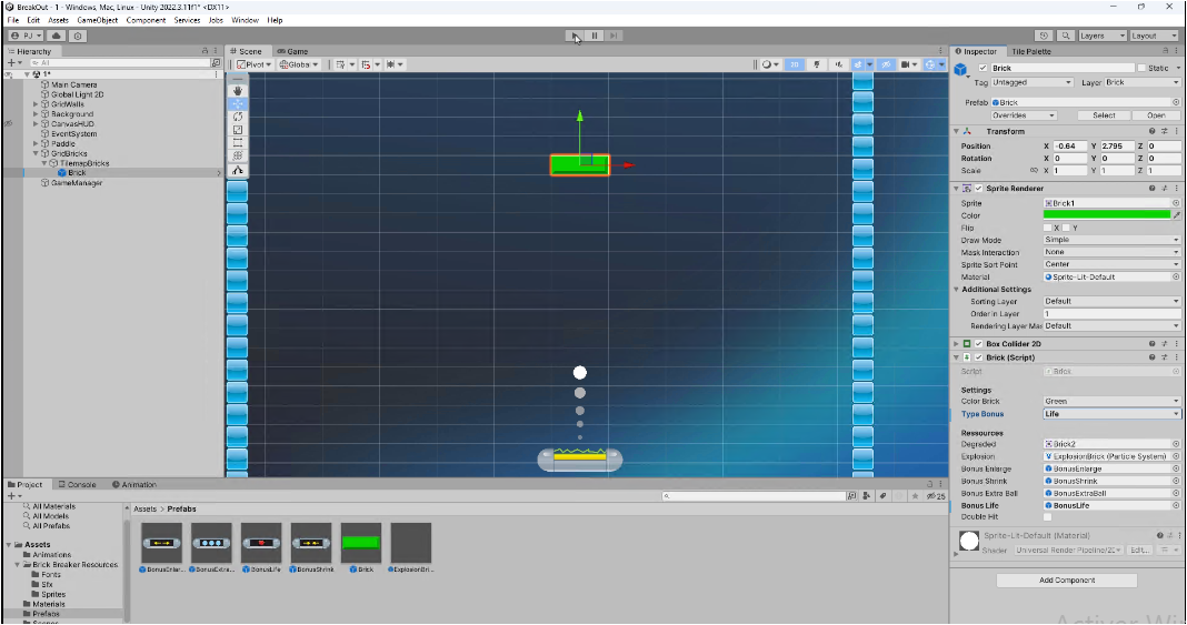Formation : Création de Jeu Casse-Brique avec Unity