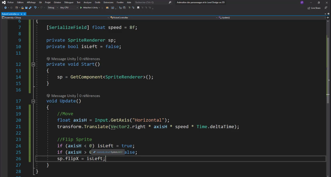Unity : Animation et Level Design en 2D - Formation Spécialisée