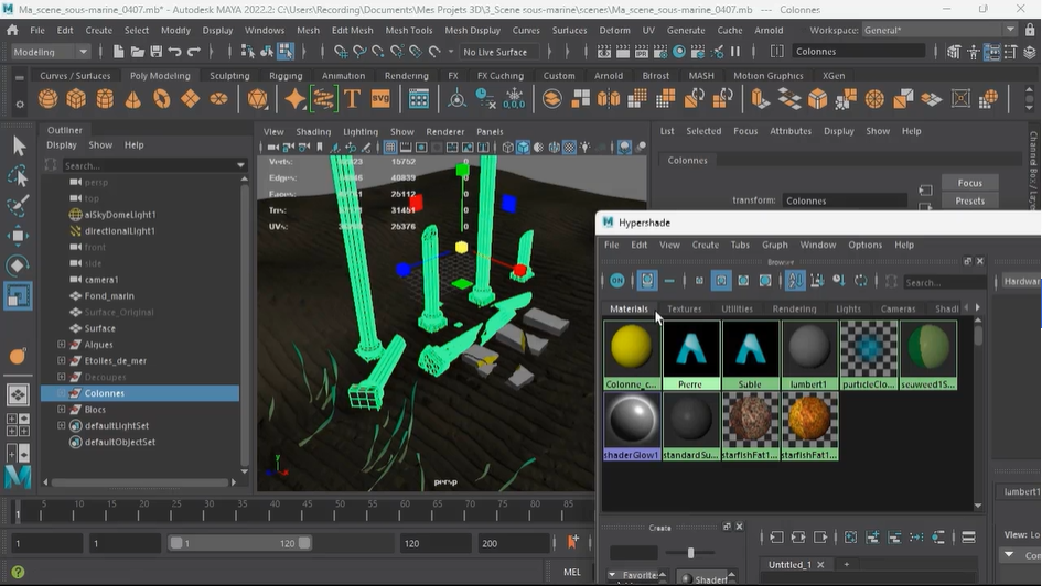 Créer une Scène Sous-marine - Formation Maya 3D